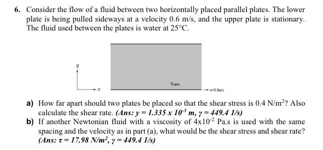 Solved Consider the flow of a fluid between two horizontally | Chegg.com