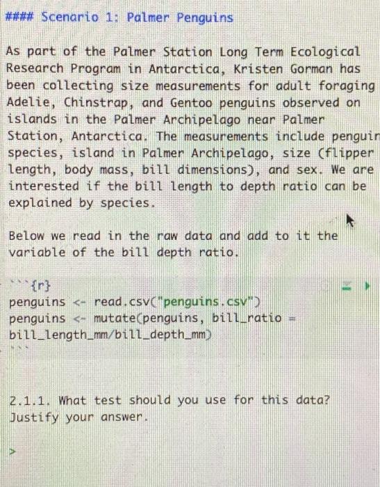 Solved \#\#\# Scenario 1: Palmer Penguins As part of the | Chegg.com