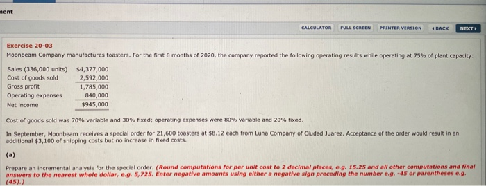 Solved ment CALCULATOR FULL SCREEN PRINTER VERSION BACK NEXT | Chegg.com