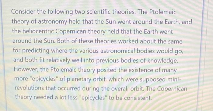Consider the following two scientific theories. The | Chegg.com
