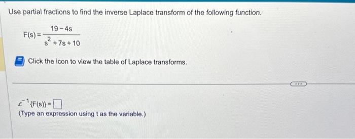 Solved Use partial fractions to find the inverse Laplace | Chegg.com