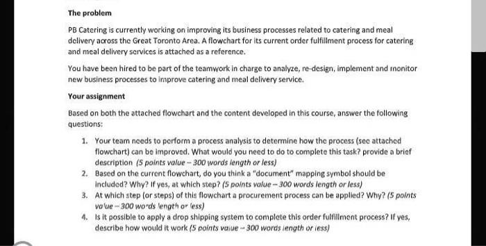 Solved The problem PB Catering is currently working on | Chegg.com