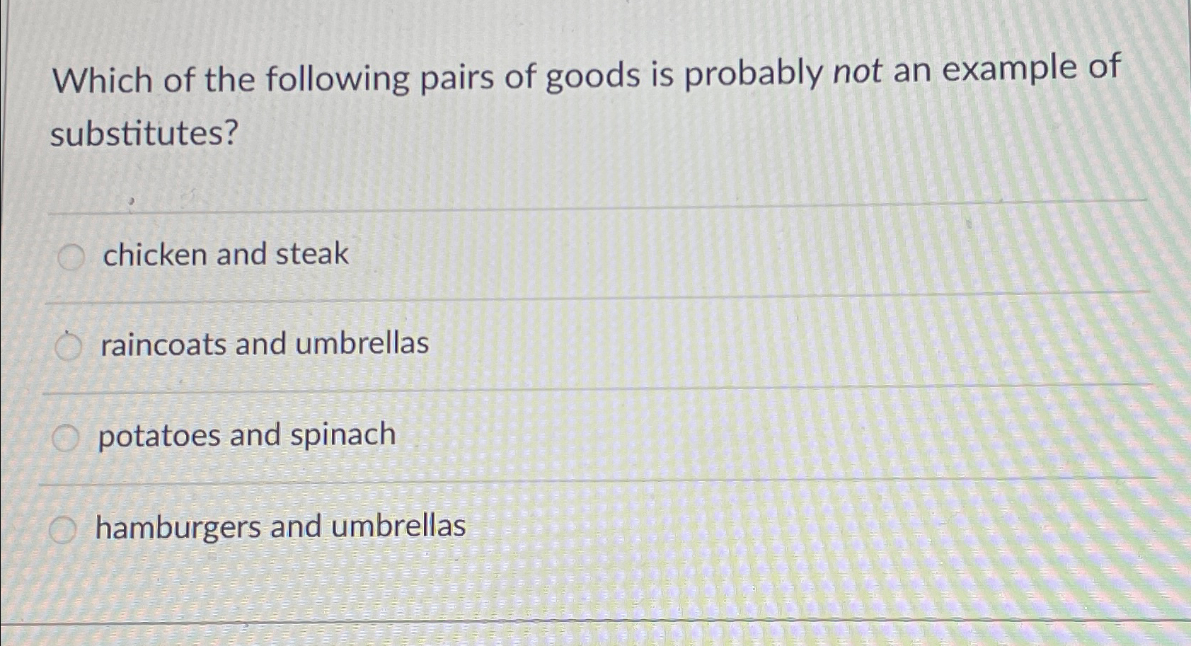 Solved Which of the following pairs of goods is probably not | Chegg.com