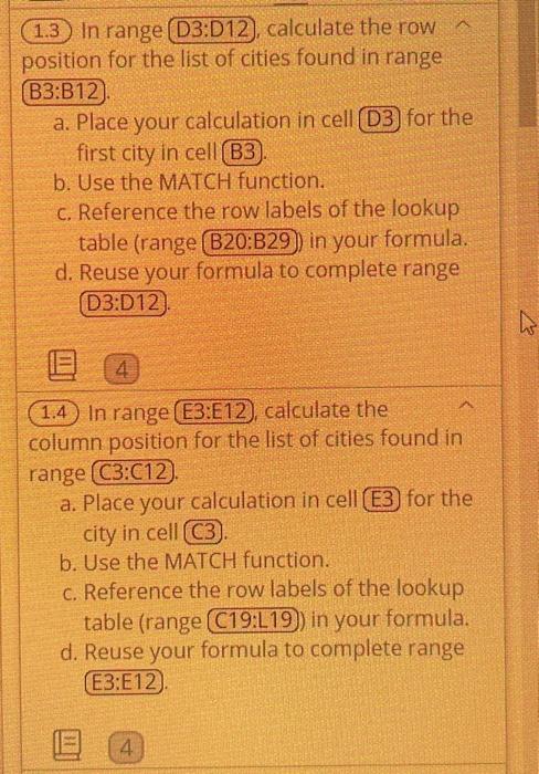 Solved Index and Match Complete each of the tasks using | Chegg.com
