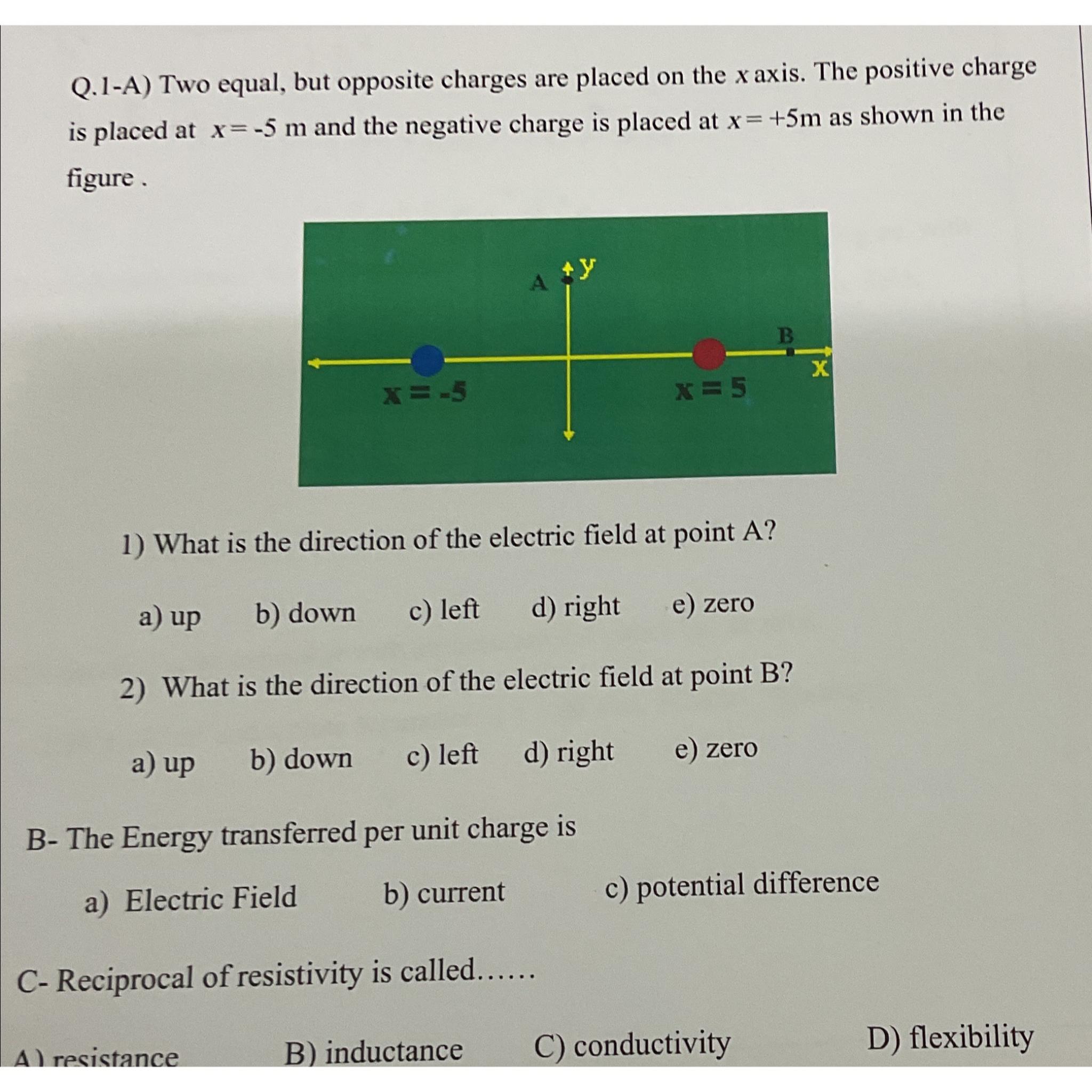 Solved Q.1-A) ﻿Two equal, but opposite charges are placed on | Chegg.com