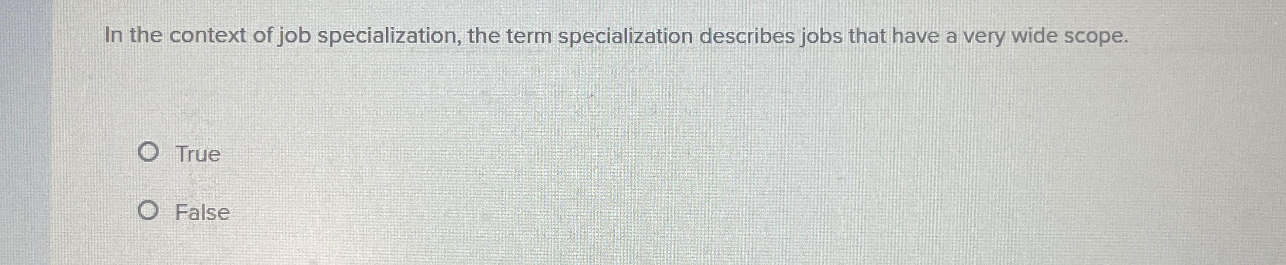 Solved In the context of job specialization, the term | Chegg.com