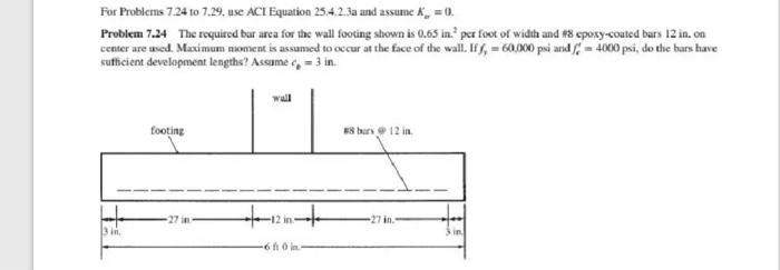 Solved For Problems 7.24 to 7.29, use ACI Equation 25.4.2.3a | Chegg.com