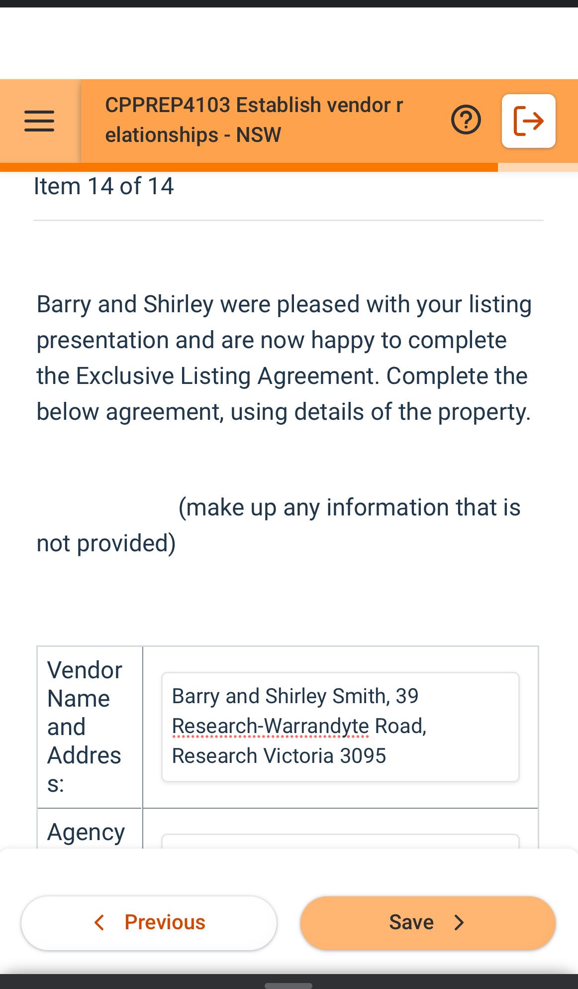Solved CPPREP4103 ﻿Establish vendor relationships - ﻿NSWItem | Chegg.com