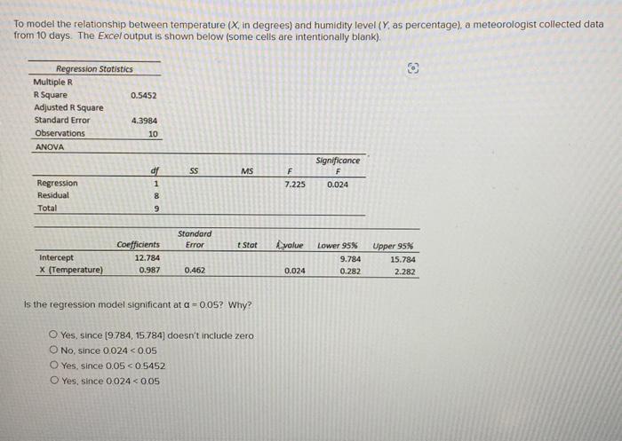 Solved To model the relationship between temperature ( X, in | Chegg.com