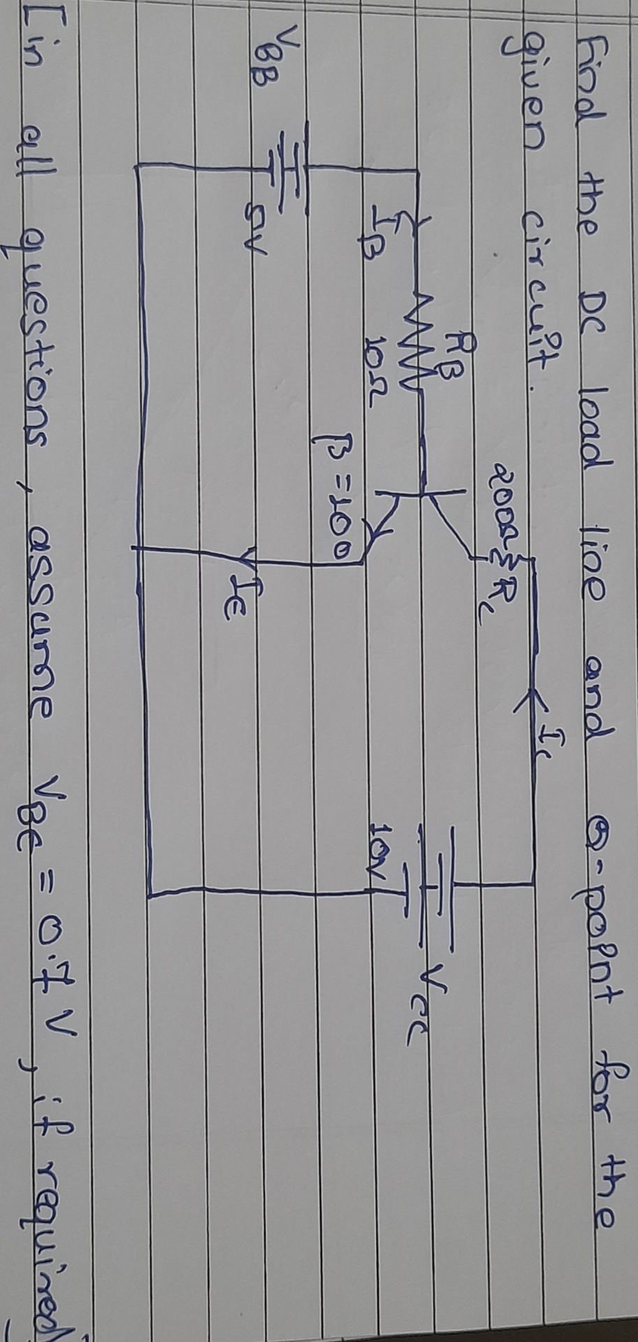 Solved Find the DC ﻿load line and Q-point for the given | Chegg.com