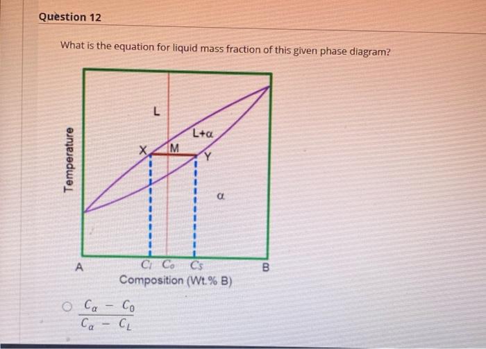 Solved Question 12 What is the equation for liquid mass | Chegg.com