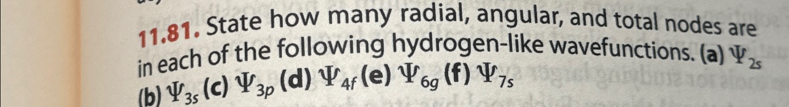 Solved 11.81. ﻿State how many radial, angular, and total | Chegg.com