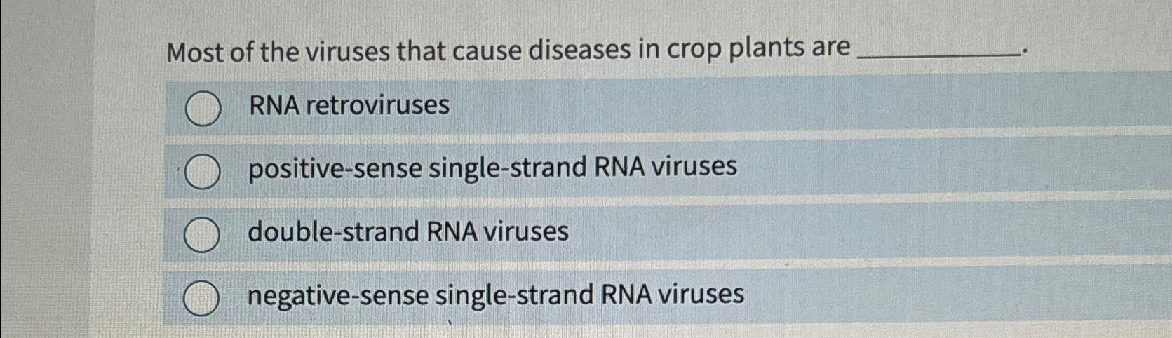 Solved Most of the viruses that cause diseases in crop | Chegg.com