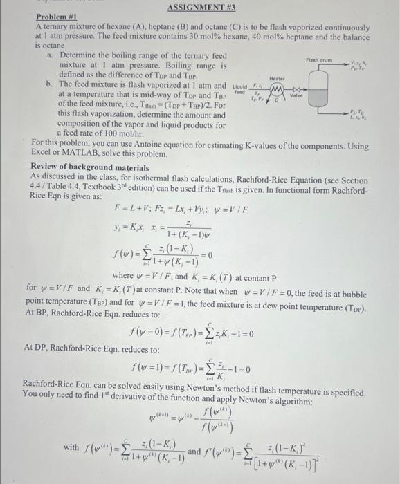Solved Problem #1 A ternary mixture of hexane (A), heptane | Chegg.com