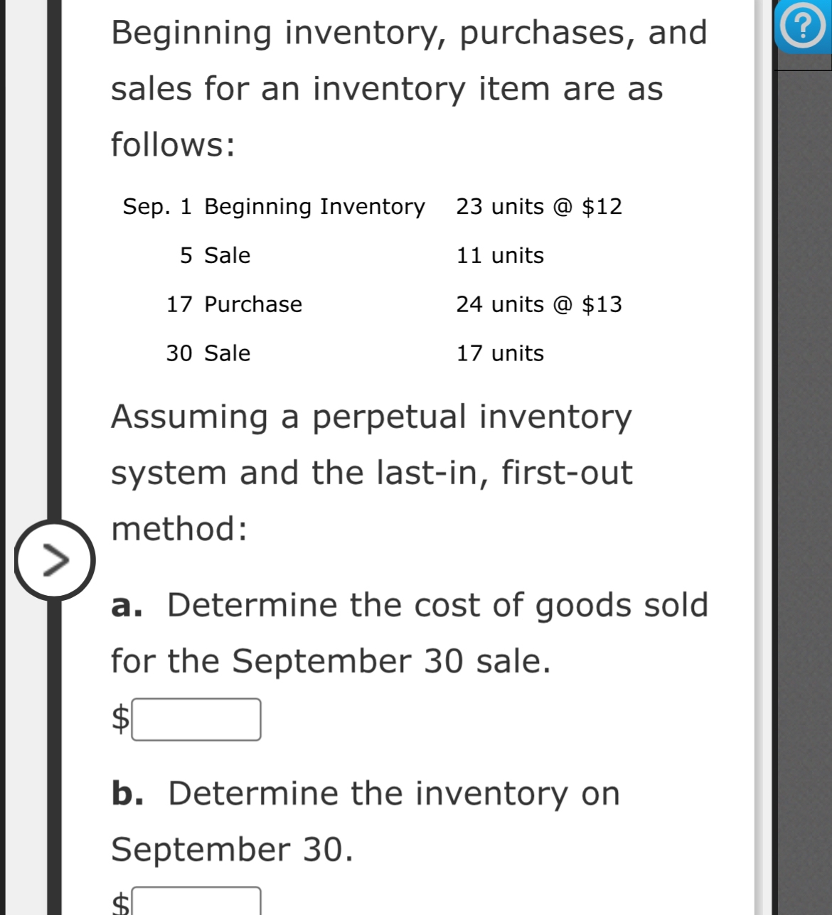 Solved Beginning inventory, purchases, and sales for an | Chegg.com