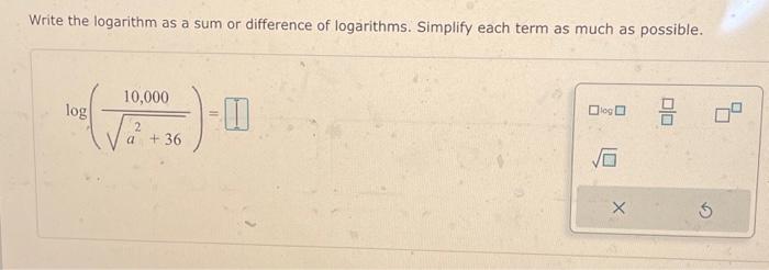 Solved Write the logarithm as a sum or difference of | Chegg.com