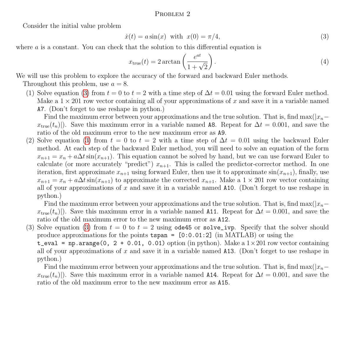 Solved PRoblem 2Consider the initial value | Chegg.com