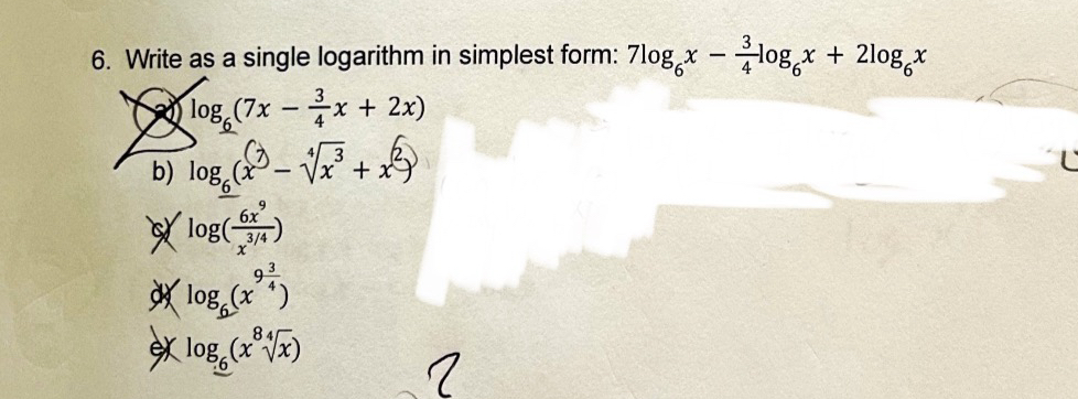 Solved Write as a single logarithm in simplest form: | Chegg.com