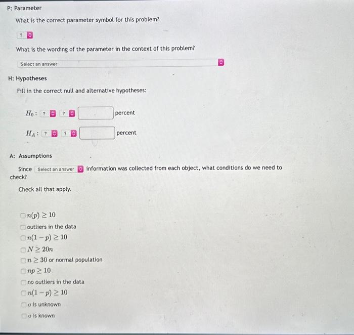 Solved \r\nP: Parameter What is the correct parameter symbol | Chegg.com
