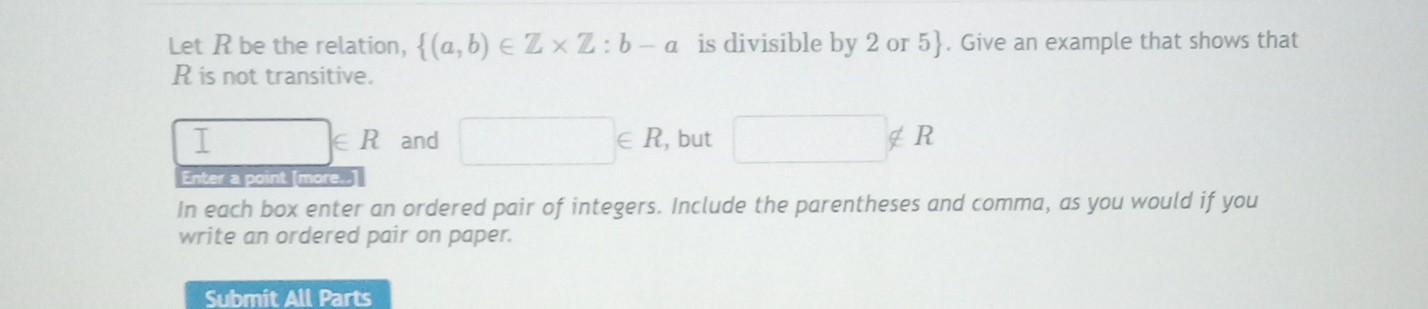 Solved Let R be the relation, {(a,b)∈Z×Z:b−a is divisible by | Chegg.com