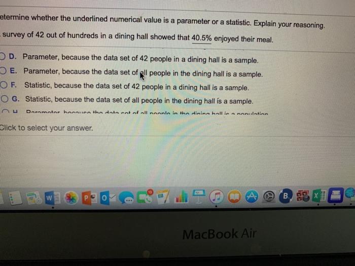 Solved Determine whether the underlined numerical value is a | Chegg.com