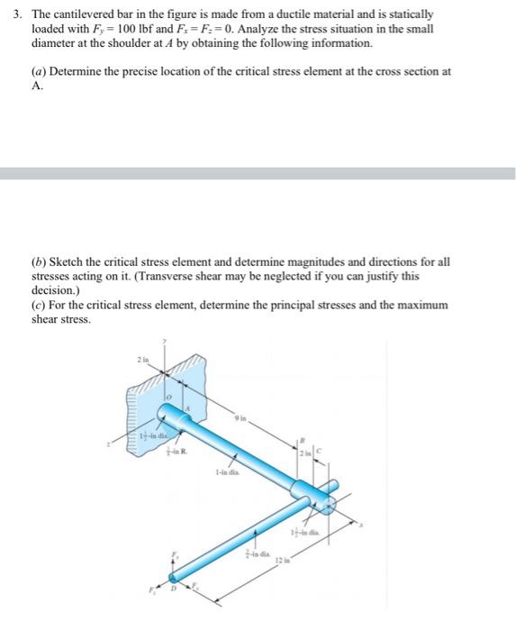 Solved 3 The Cantilevered Bar In The Figure Is Made From A