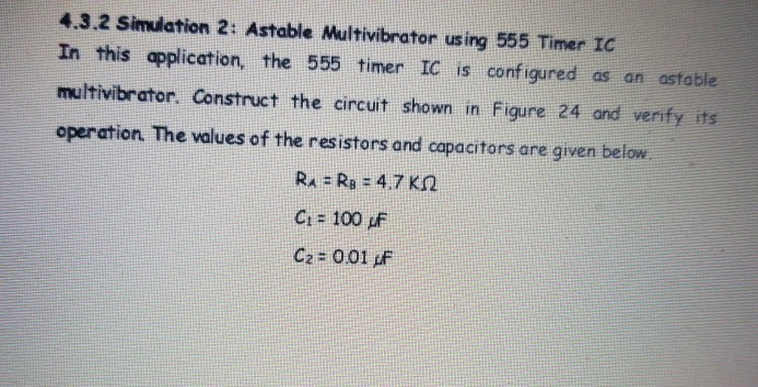 Solved 4.3.2 Simulation 2: Astable Multivibrator using 555 | Chegg.com