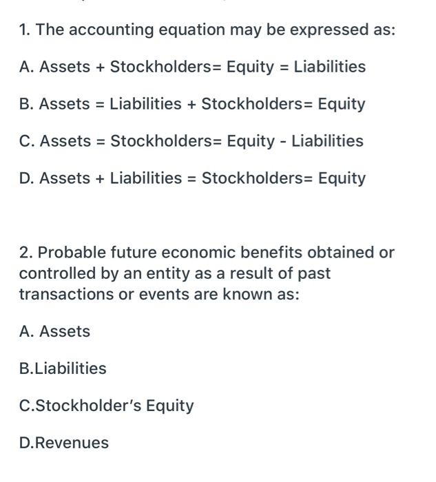 The Basic Accounting Equation May Be Expressed As Tessshebaylo