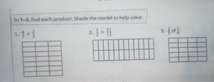 Solved In 1-3, find each product Shade the model to help | Chegg.com