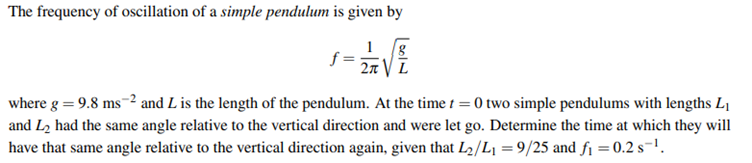 Solved The frequency of oscillation of a simple pendulum is | Chegg.com