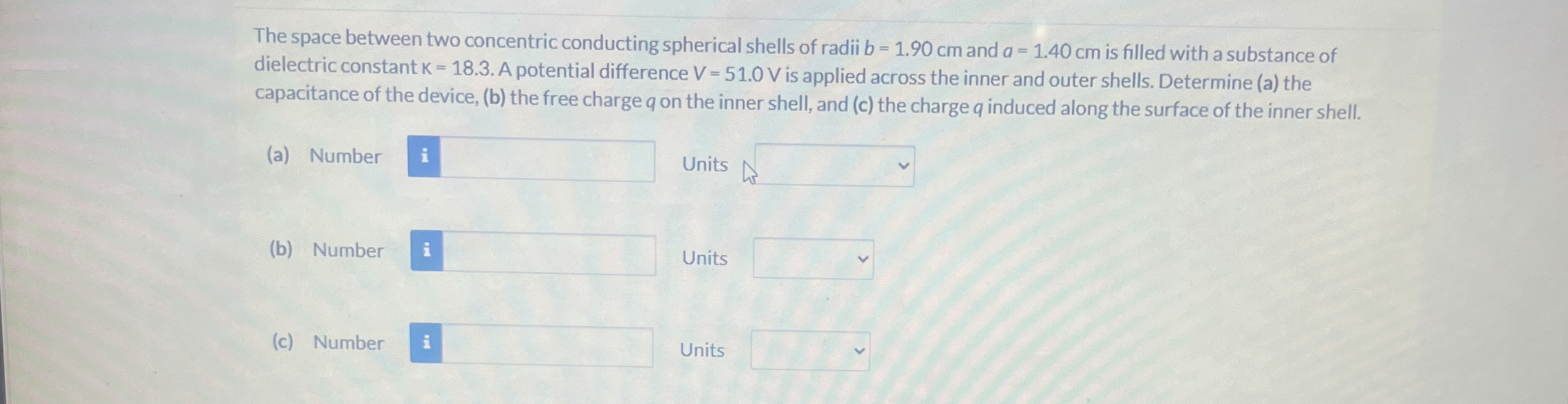 The space between two concentric conducting spherical | Chegg.com