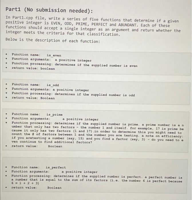 Solved Parti (No submission needed): In Part1.cpp file, | Chegg.com