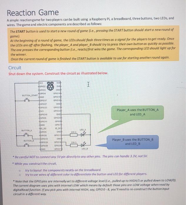 Reaction Game A simple reaction game for two players | Chegg.com