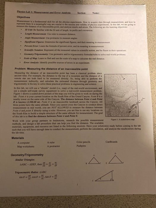 Physies Lab 1: Measurement and Error Analysis | Chegg.com