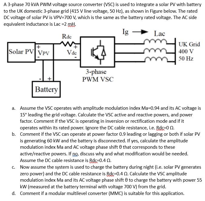 Solved A 3-phase 70kVA PWM voltage source converter (VSC) | Chegg.com