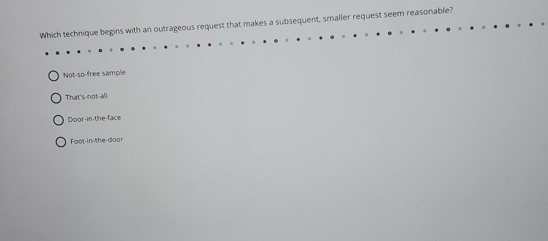 Solved Which technique begins with an outrageous request | Chegg.com