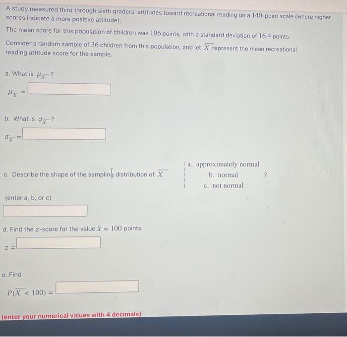 Solved A study measured third through sixth graders' | Chegg.com