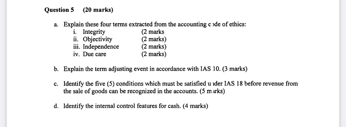 Solved Question 5, (20 marks)a. Explain these four terms | Chegg.com Solved Question 5, (20 marks)a. Explain these four terms | Chegg.com