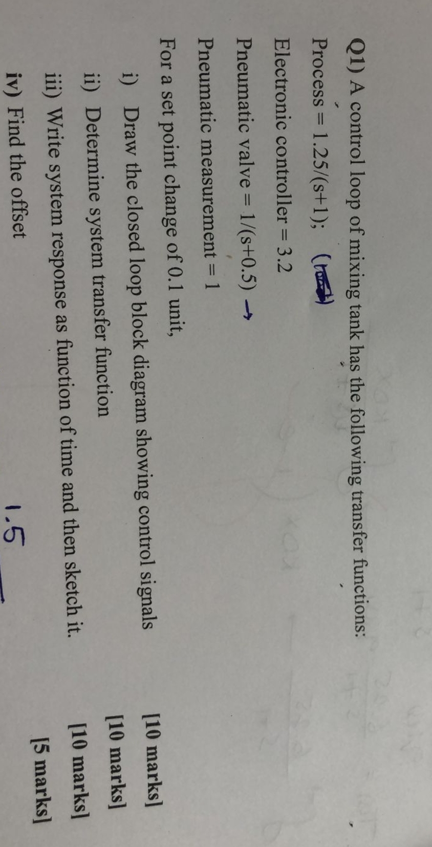 Solved Q1) ﻿A control loop of mixing tank has the following | Chegg.com