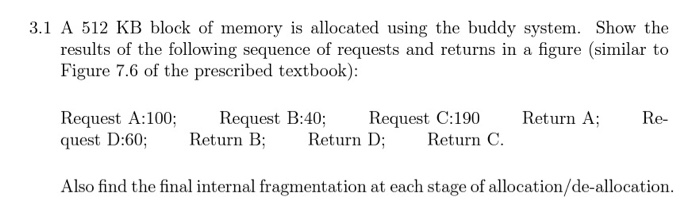 Solved 3.1 A 512 KB block of memory is allocated using the | Chegg.com