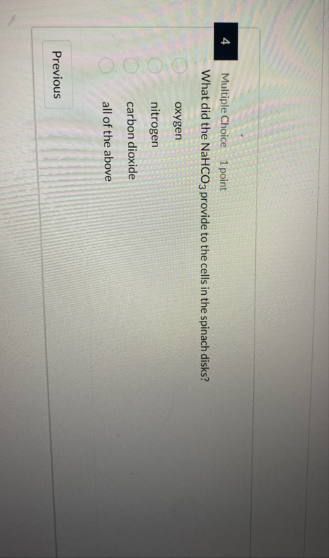 Solved 4Multiple Choice1 ﻿pointWhat did the NaHCO3 ﻿provide | Chegg.com