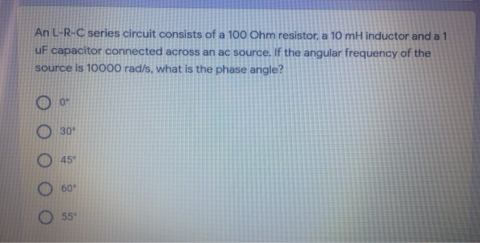 Solved An L-R-C series circuit consists of a 100 Ohm | Chegg.com