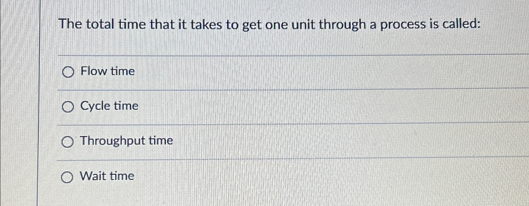 Solved The total time that it takes to get one unit through | Chegg.com