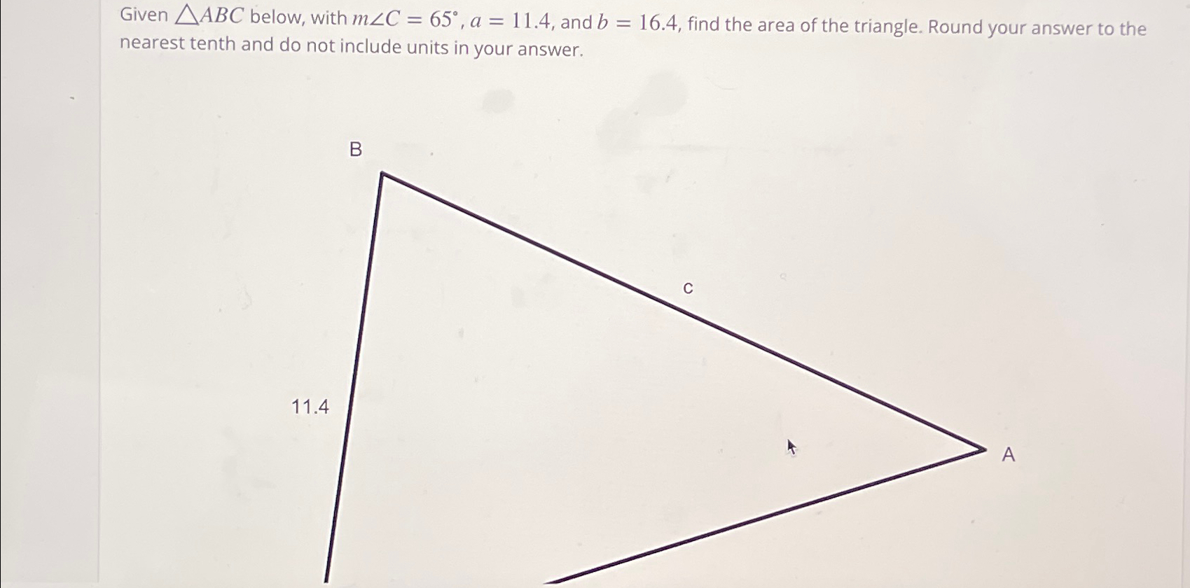 Solved Given ????ABC ﻿below, with m?C=65°,a=11.4, ﻿and | Chegg.com