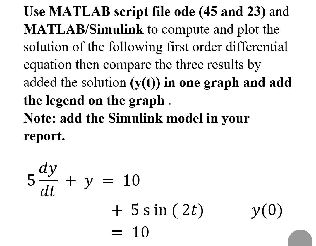 Solved Use MATLAB script file ode (45 and 23) and | Chegg.com