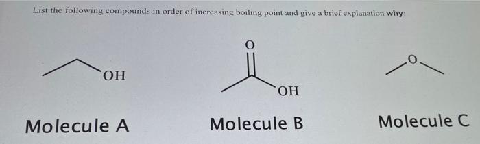 Solved List the following compounds in order of increasing | Chegg.com