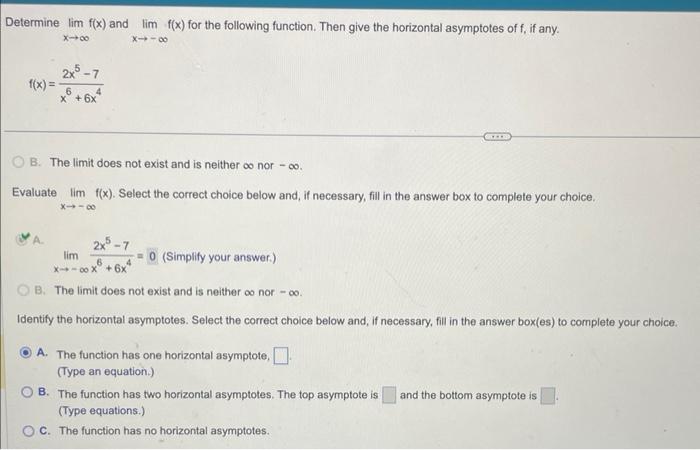 Solved Determine limx→∞f(x) and limx→−∞f(x) for the | Chegg.com