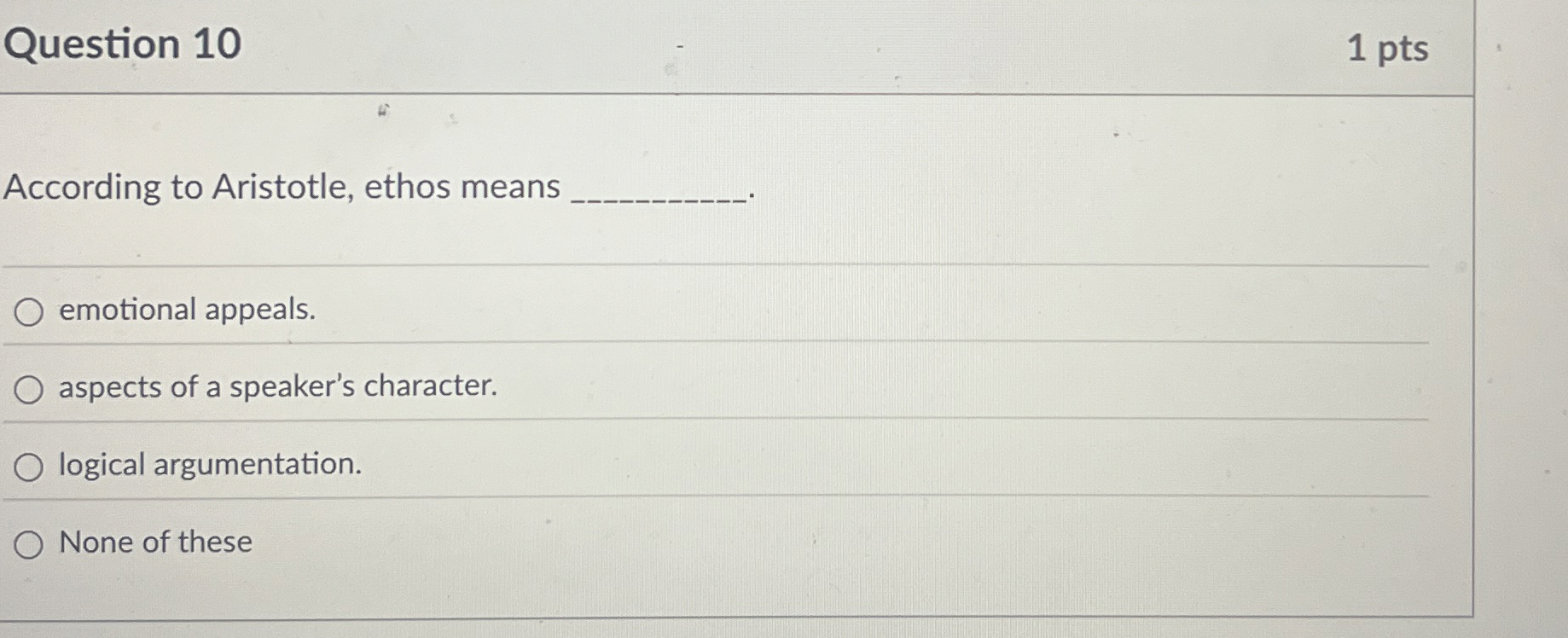 Solved Question 10According to Aristotle, ethos | Chegg.com