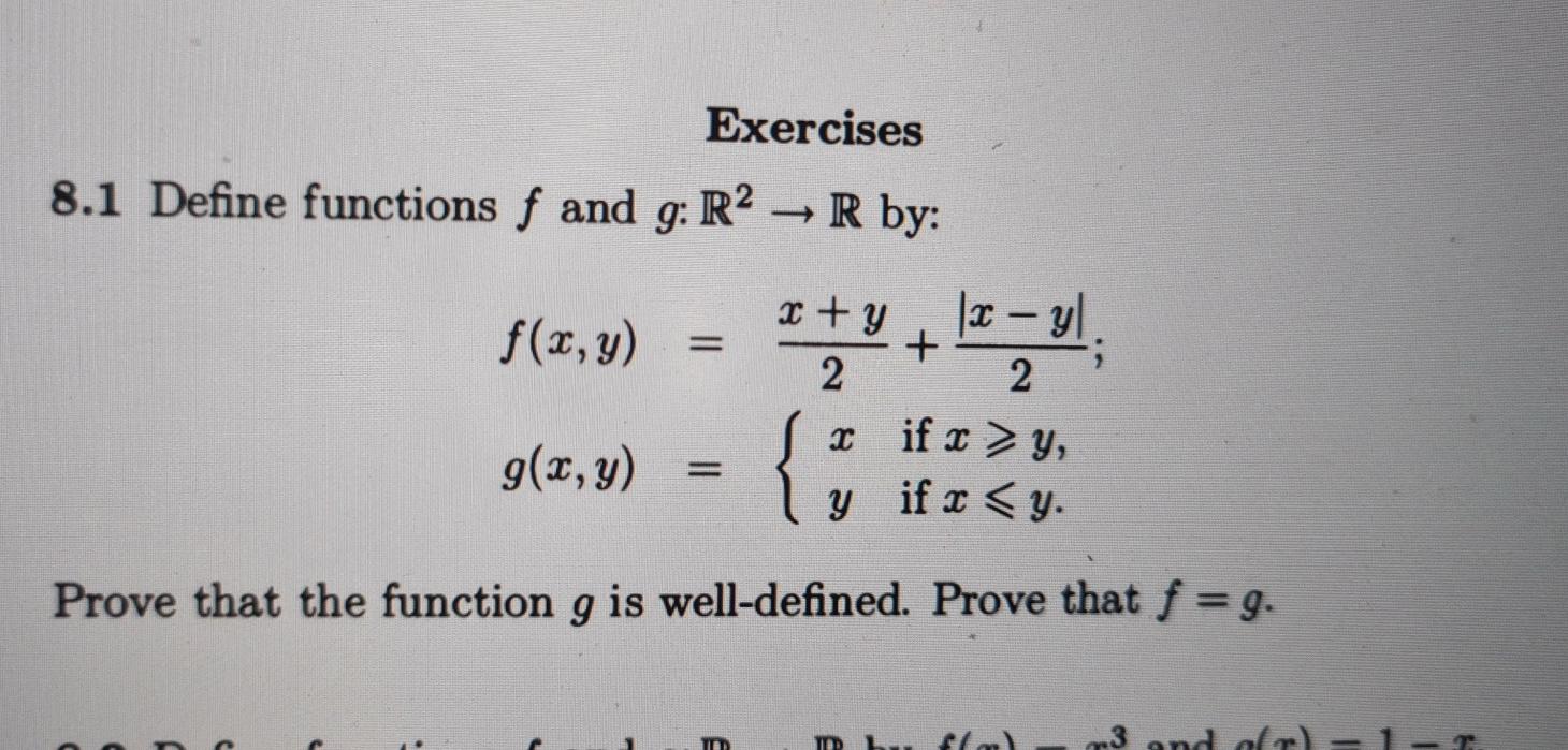 Solved Exercises 8.1 Define functions f and g: R2 — R by: | Chegg.com