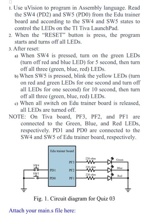 1. Use uVision to program in Assembly language. Read | Chegg.com